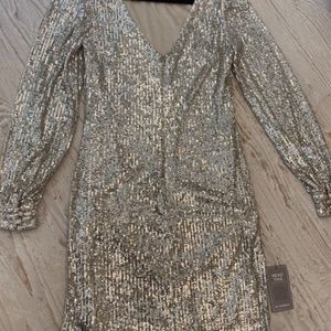 le chateau | Dresses | Le Chateau Silver Sequin Dress | Poshmark